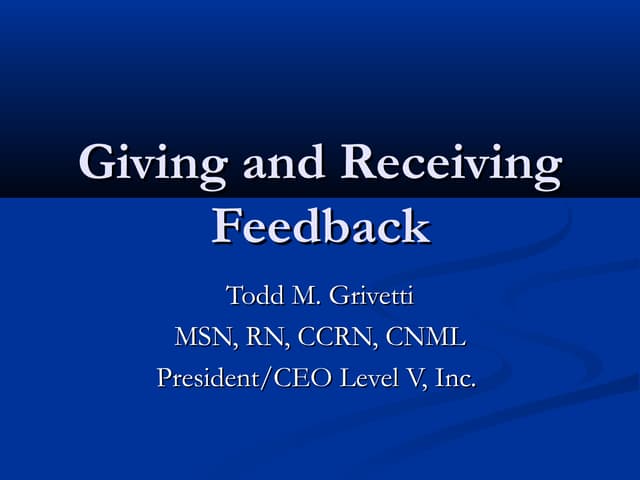 Giving and receiving feedback | PPTX
