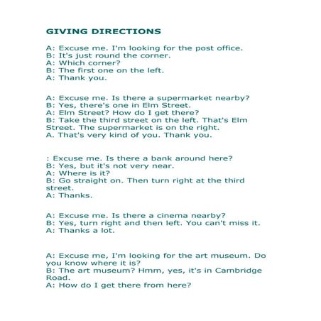 Giving directions - British Council | PDF