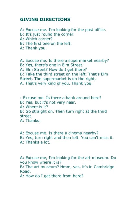 GIVING DIRECTIONS | PDF