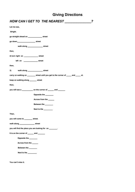 Asking for and Giving Directions | PPT