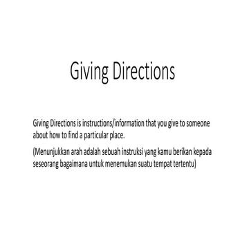 Giving Directions in english for learner | PPT