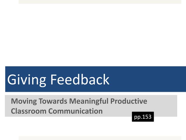 Giving peer feedback | PPT