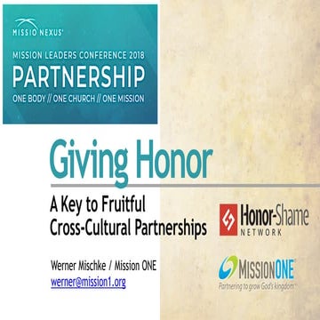 Giving Honor: A Key to Fruitful Cross-Cultural Partnerships, by Werner ...