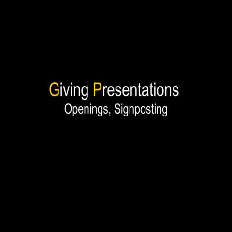 Presentations: Openings and signposting | PPT
