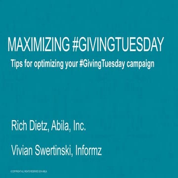 Maximizing #GivingTuesday: Tips for Optimizing your #GivingTuesday ...