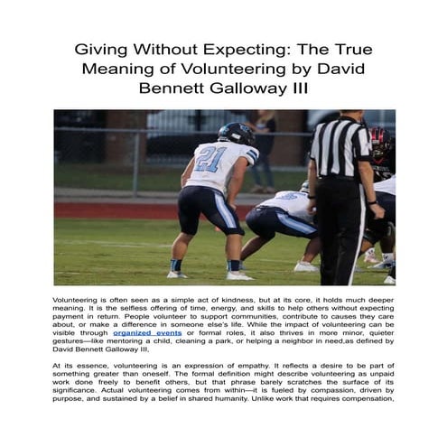 Giving Without Expecting_ The True Meaning of Volunteering by David ...