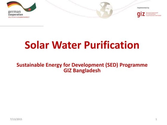 Solar powered portable water Purifier | PPT