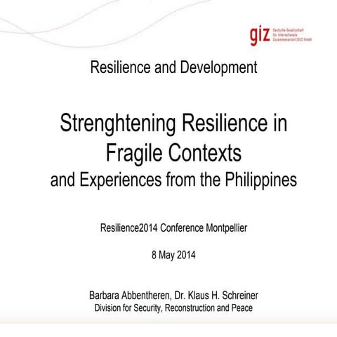 Strenghtening resilience in fragile contexts_GIZ | PPT