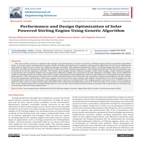Iris Publishers- Journal of Engineering Sciences | Performance and ...
