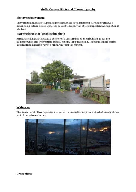 Camera shots and movement | DOCX