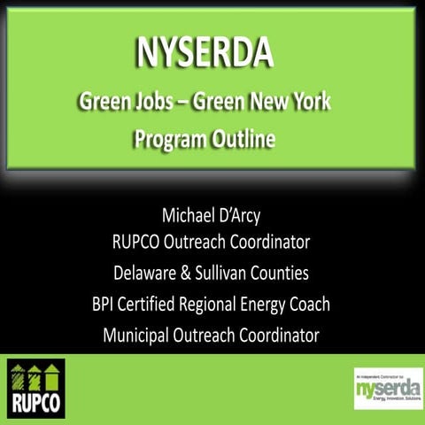 NYSERDA Green Jobs- Green New York HPwES Program Sullivan County NY | PPTX