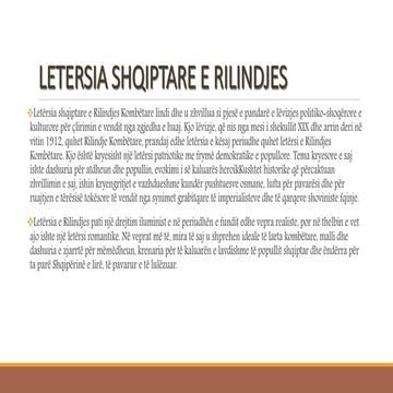 Letersia shqiptare e rilindjes Gjuhe Shqipe | PPTX