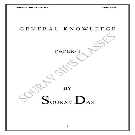 GENERAL KNOWLEDGE CURRENT AFFAIRS FOR GOVERNMENT EXAMS PAPER I NOTES ...
