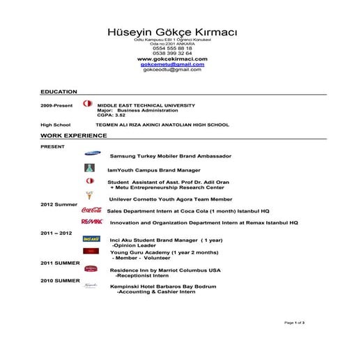 Gökçe kırmacı cv ingilizce | PDF