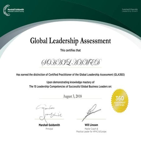 Global Leadership Assessment (GLA360) Certificate | PDF | Professional ...