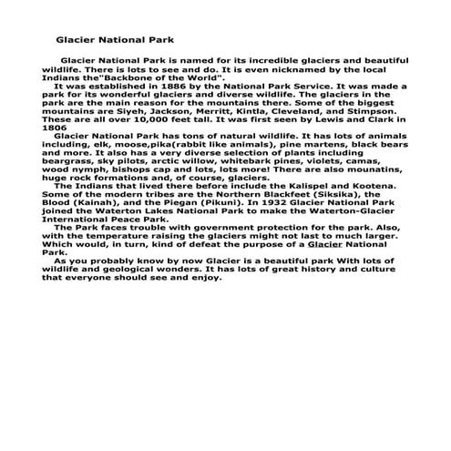 Glacier national park | PDF