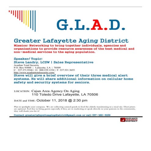 Glad meeting flyer october 11 2018 | PDF | Eldercare | Family and ...