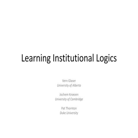 Learning institutional logics | PPT