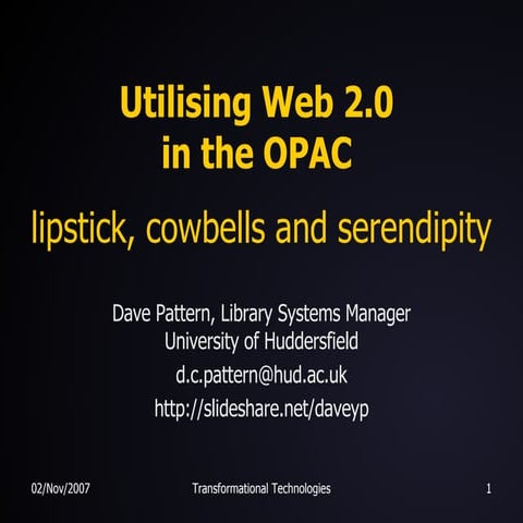 Glasgow - Utilising Web 2.0 in the OPAC | PPT