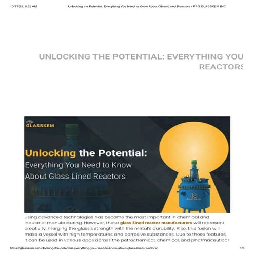 The Complete Guide to Glass-Lined Reactor Repair | Glasskem | PPTX