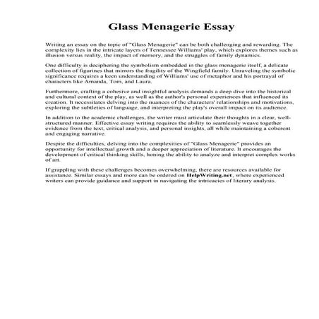 The Glass Essay Analysis | PDF