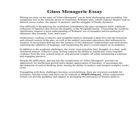 Glass Menagerie Essay | PDF