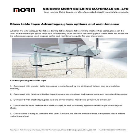 Glass table tops advantages,glass options and maintenance | PDF