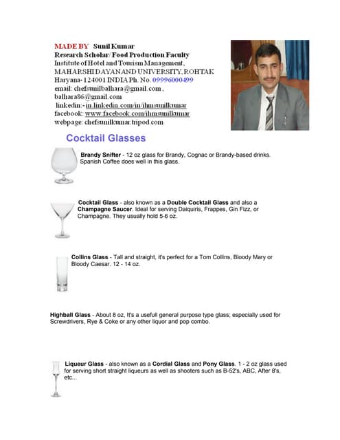 TYPES OF GLASSWARE USED IN RESTAURANT | PPTX