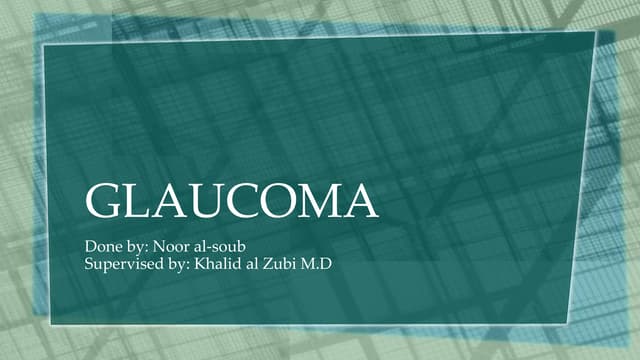 Glaucoma | PPTX