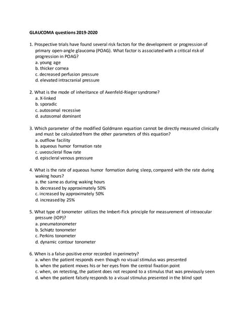118 ophthalmology Questions & Answers - MCQ | PDF