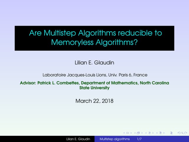 Qmc Operator Splitting Workshop Are Multistep Algorithms Reducible To Memoryless Algorithms