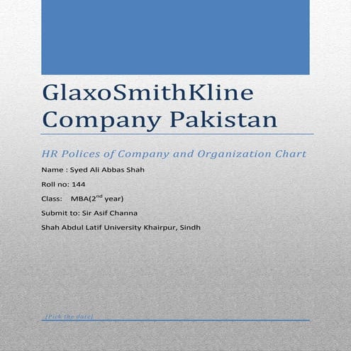 Glaxo smithkline company pakistan assignment | PDF