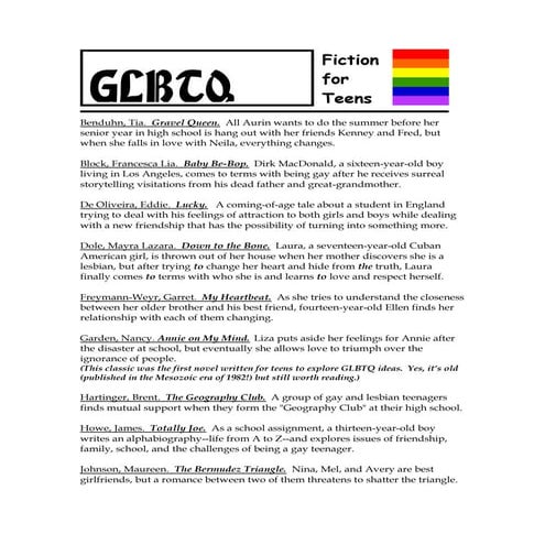 GLBTQ Bib List 2010 | PDF