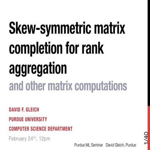Skew-symmetric matrix completion for rank aggregation | PDF | Physics | Science