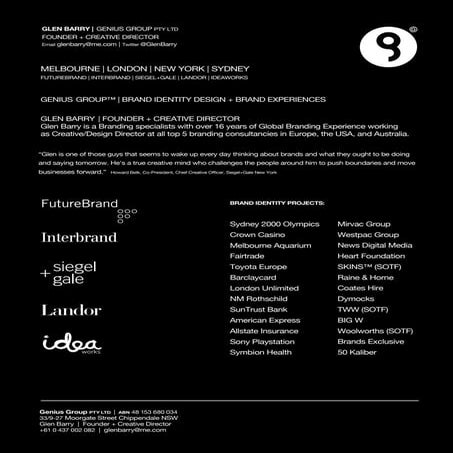 Glen Barry CV https://au.linkedin.com/in/glenjbarry | PDF