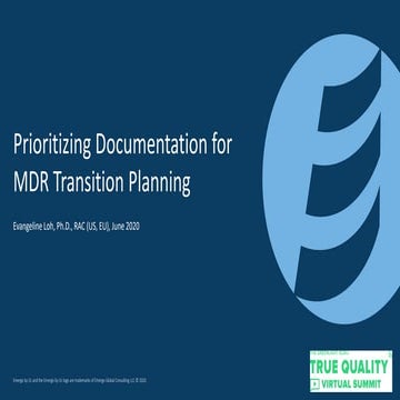 Prioritizing Documentation for MDR Transition Planning | PDF