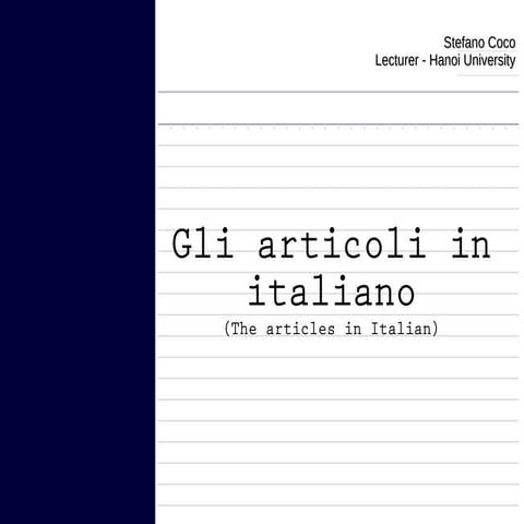 Gli articoli in Italiano | PPT