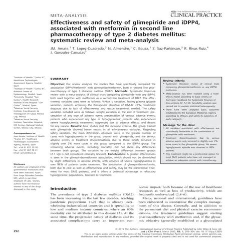 Effectiveness and safety of glimepiride and iDPP4, associated with ...