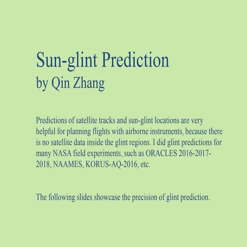 Sun-glint Prediction by Qin Zhang | PPTX | Space and Astronomy | Science