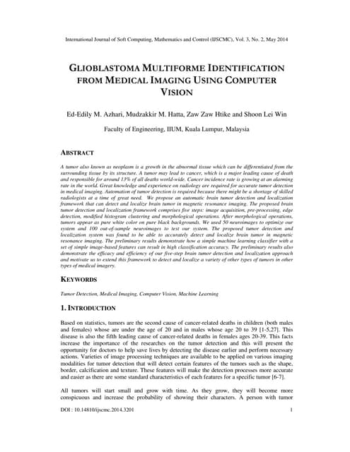 Tumor detection in medical imaging a survey | PDF