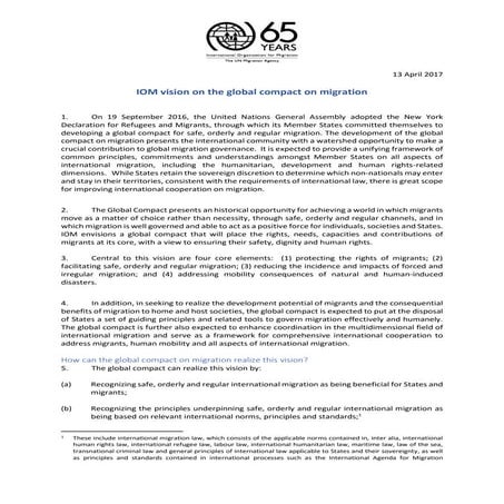 Global Compact on Migration - IOM Vision | PDF