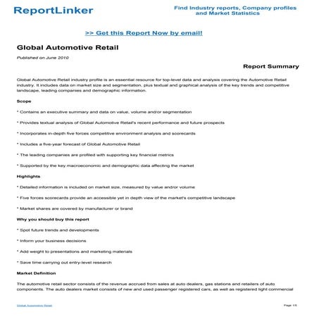 Global Automotive Retail | PDF | Automotive Industry | Industries