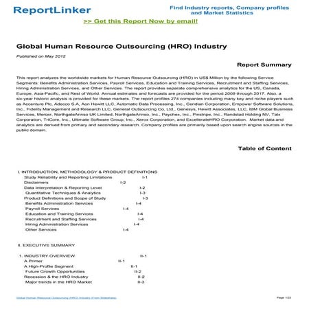 Global Human Resource Outsourcing (HRO) Industry | PDF | Business ...