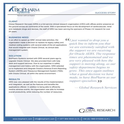 Case Study: Oracle Clinical and Adverse Event Reporting System ...