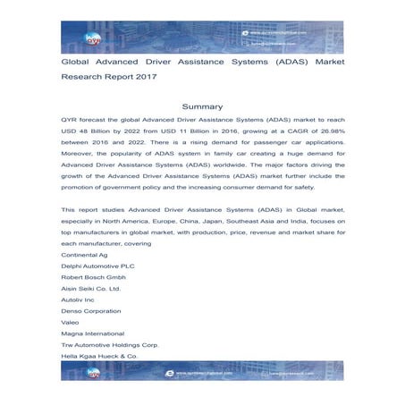 Global advanced driver assistance systems (adas) market research report ...