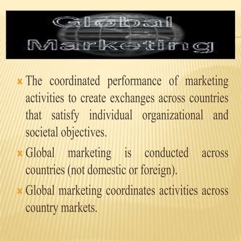 Global aspects of marketing - Unitedworld School of Business | PPTX