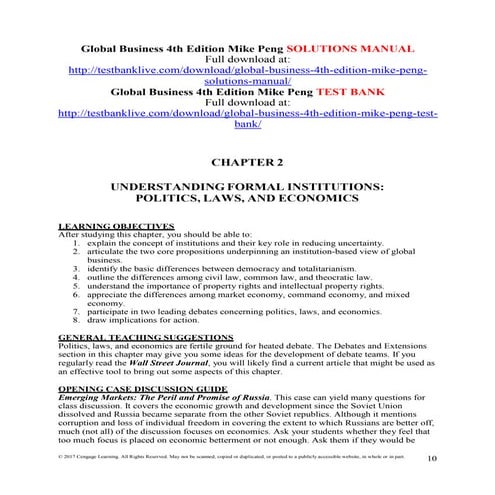 Global business 4th edition mike peng solutions manual | PDF