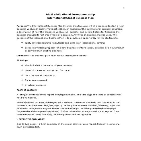 Global business plan | PDF