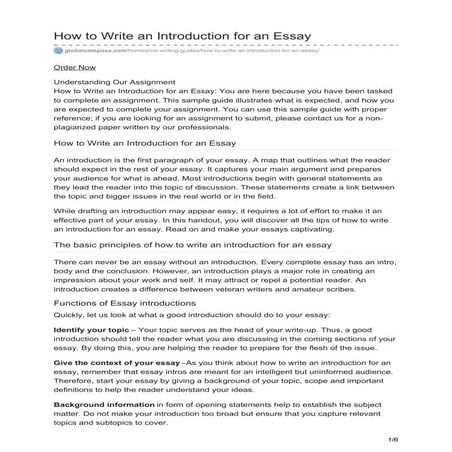 Globalcompose.com how to write an introduction for an essay | PDF