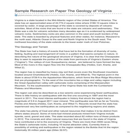 Globalcompose.com sample research on paper the geology of virginia | PDF